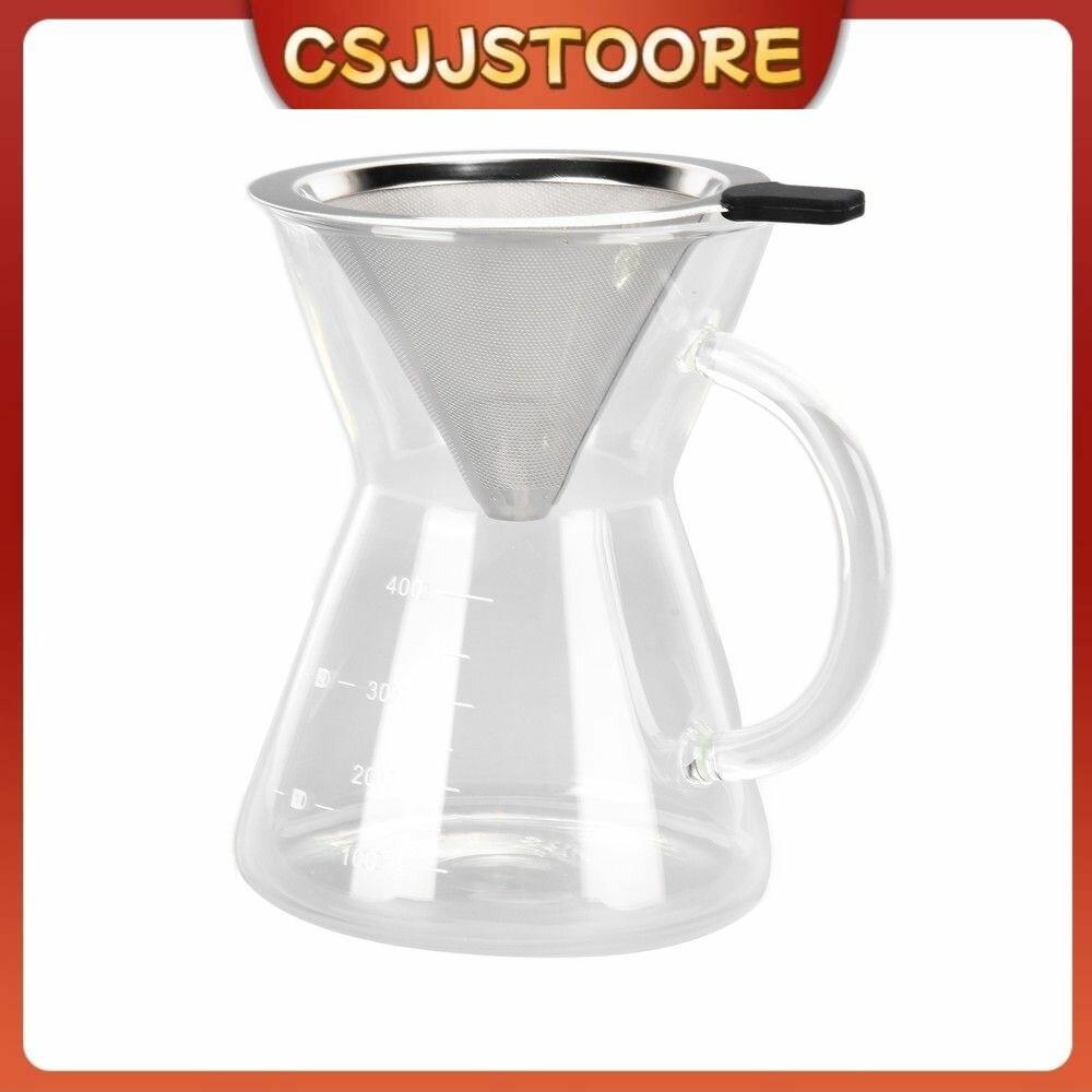 400 мл Стеклянный кофейник с термостойким покрытием и нержавеющей сталью, для дома.