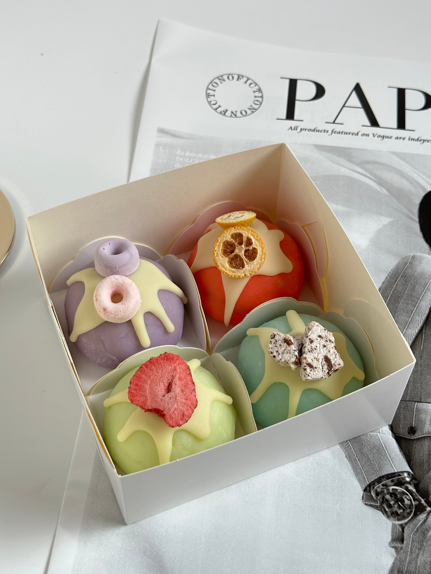 Подарочный мини набор Моти с декором ассорти вкусов 4шт разные вкусы