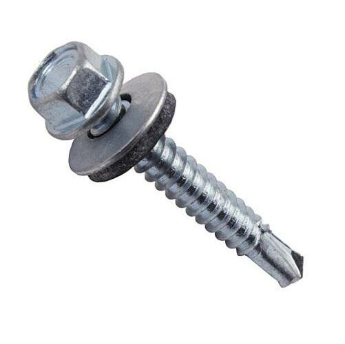 Саморез кровельный со сверлом С шайбой 6.3Х19 цинк