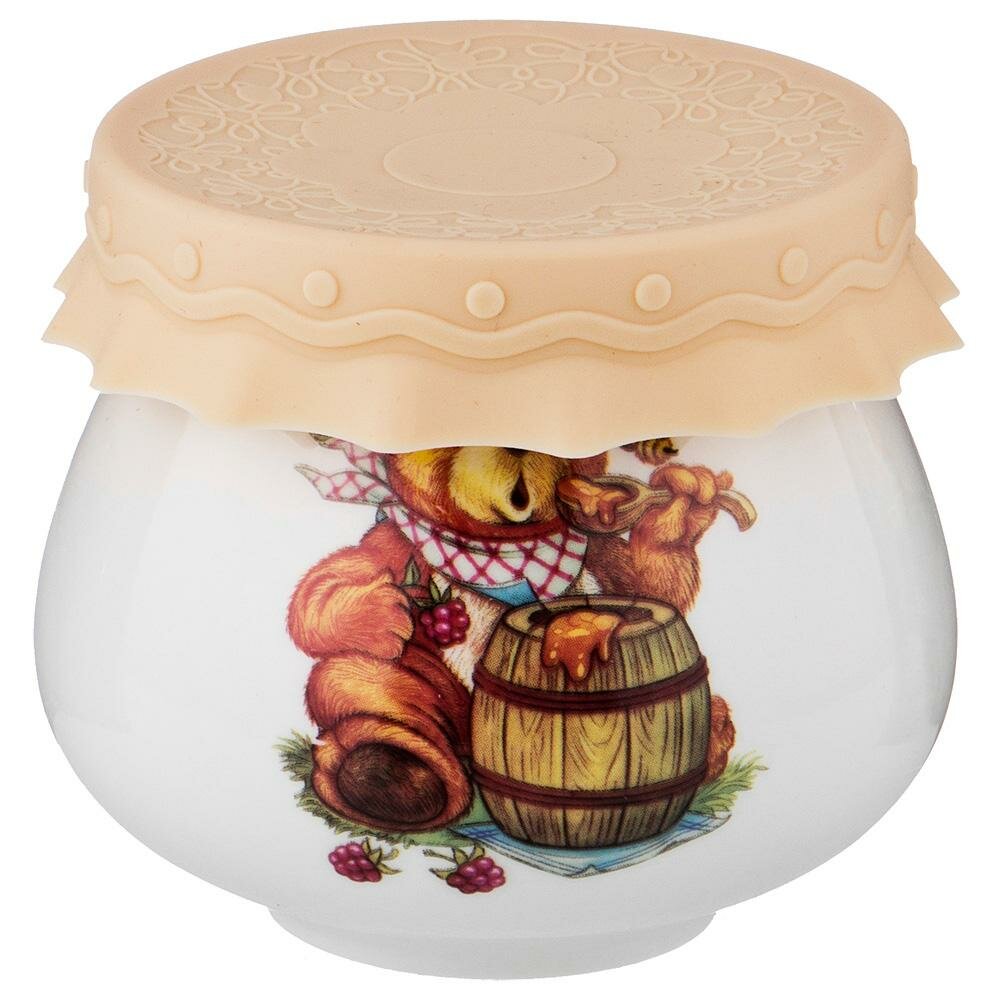 Банка фарфор Д/меда С силиконовой крышкой 300МЛ А-М