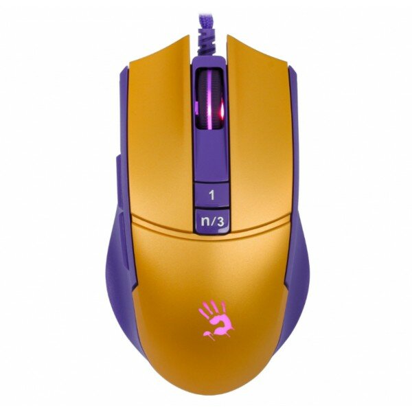 Мышь проводная A4Tech Bloody L65 Max желтый/фиолетовый, 12000 dpi, USB, кнопки - 7