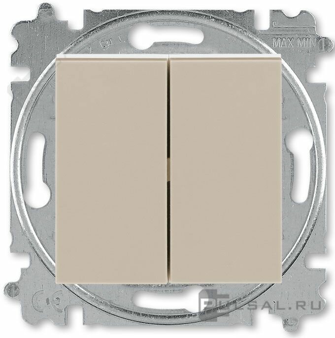 Переключатель ABB двухклавишный без подсветки кофе макиато / белый