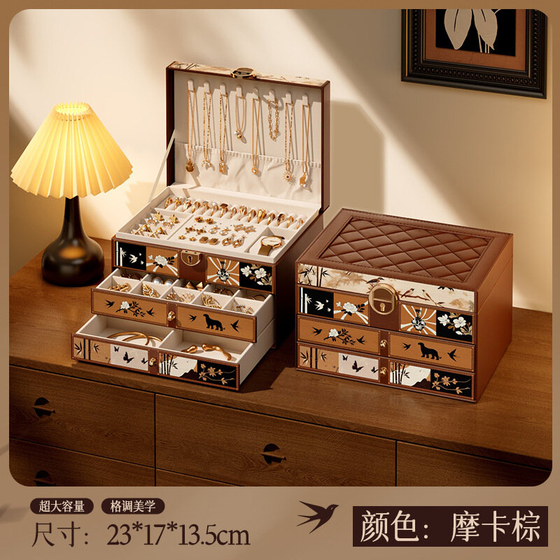 Новая коробка для хранения ювелирных изделий, высококачественная изысканная коробка для хранения серег, колец, ожерелий, золотая портативная коробка для ювелирных изделий