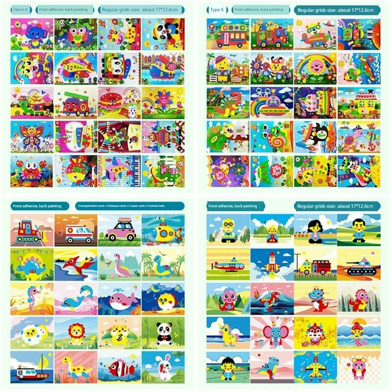 Набор для творчества: 3D-коллаж из стикеров для девочек, ручная работа, DIY, для детского сада Четыре типа, смешанные с