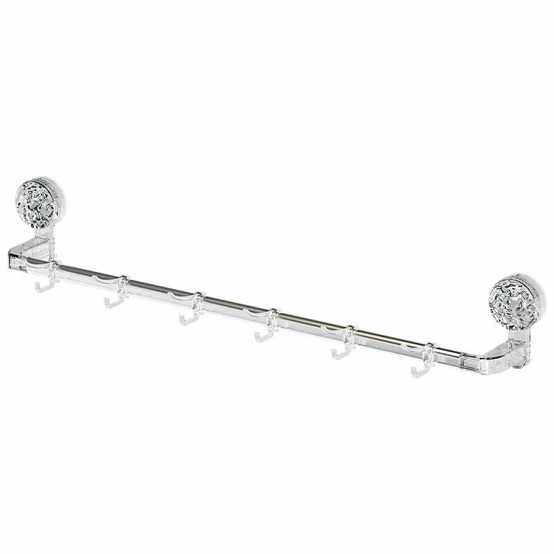 MrBasket Вешалка с крючками на рейке с вакуумными присосками для ванной, крючки в ванную, кухни или прихожей,