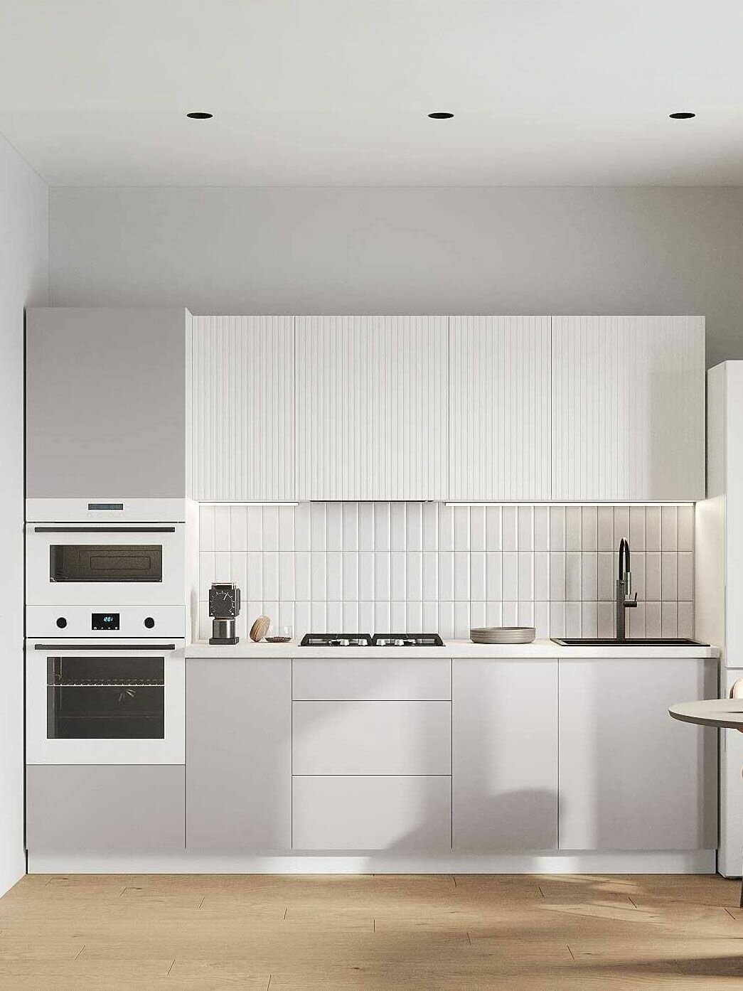 Кухонный гарнитур Комби 2.6 м, мебель для дома и кухни, Белый / Бланж / Нео