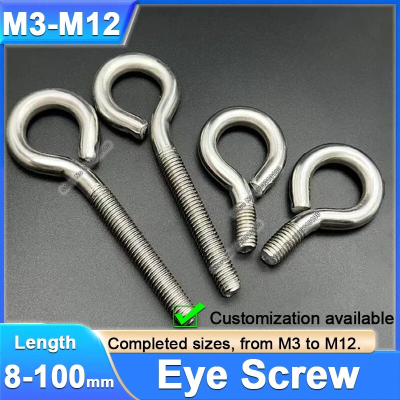 GooBetter Винты с овечьим ушком М3-М12 из углеродистой/нержавеющей стали M3 (10pcs), 304 Stainless Steel, 12mm