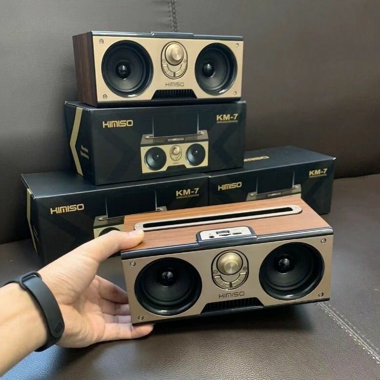 Портативная Bluetooth-колонка KM-7 в ретро-деревянном корпусе 10Вт*2, радио, TF/USB, 1500mAh, для дома и улицы