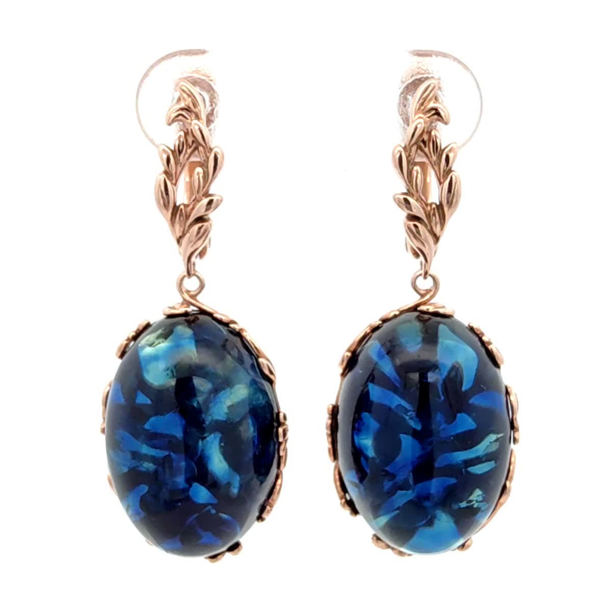 Серьги, серебро, 925 проба, золочение, янтарь