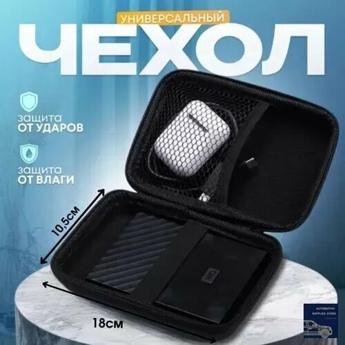 Чехол водонепроницаемый для Power Bank, органайзер для внешнего аккумулятора повербанка, жесткого диска, зарядки и проводов