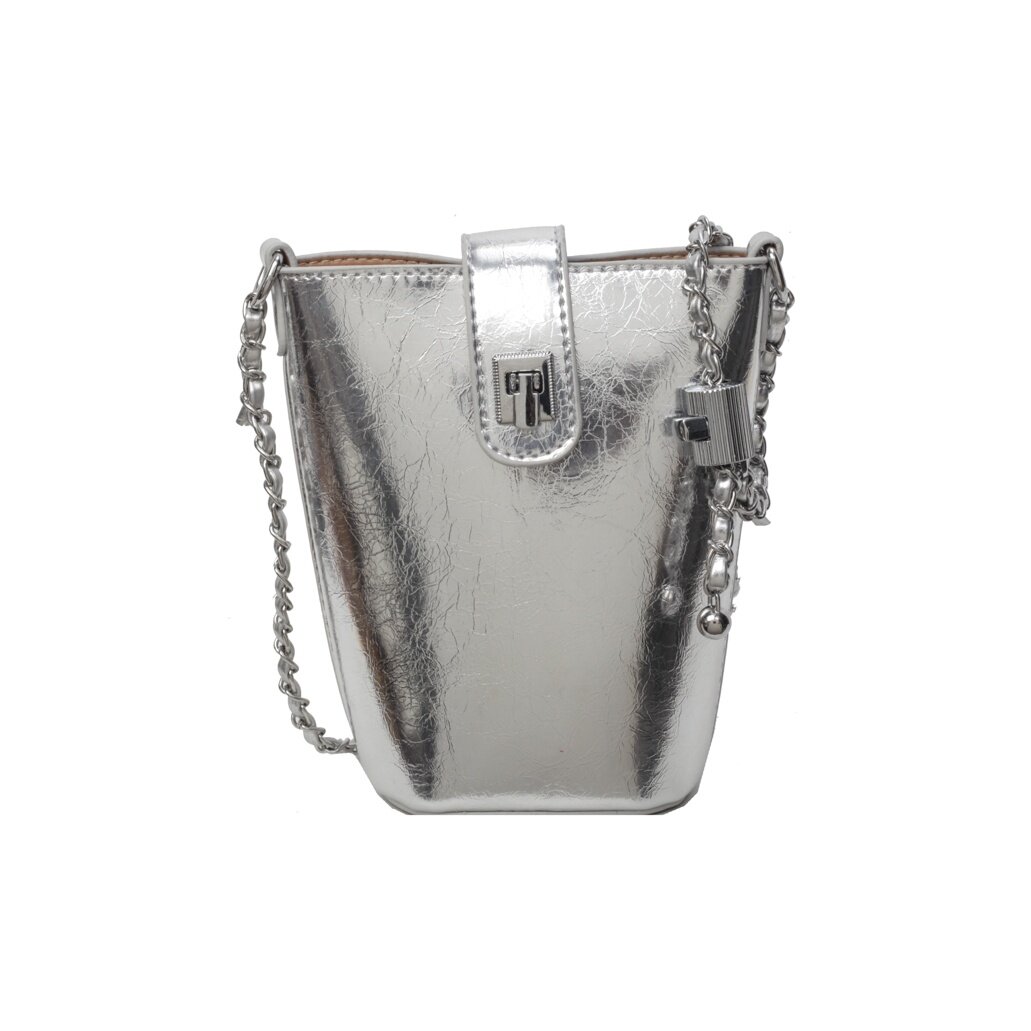 Сумка WXRX, фактура плетеная, серебристый — фото 1
