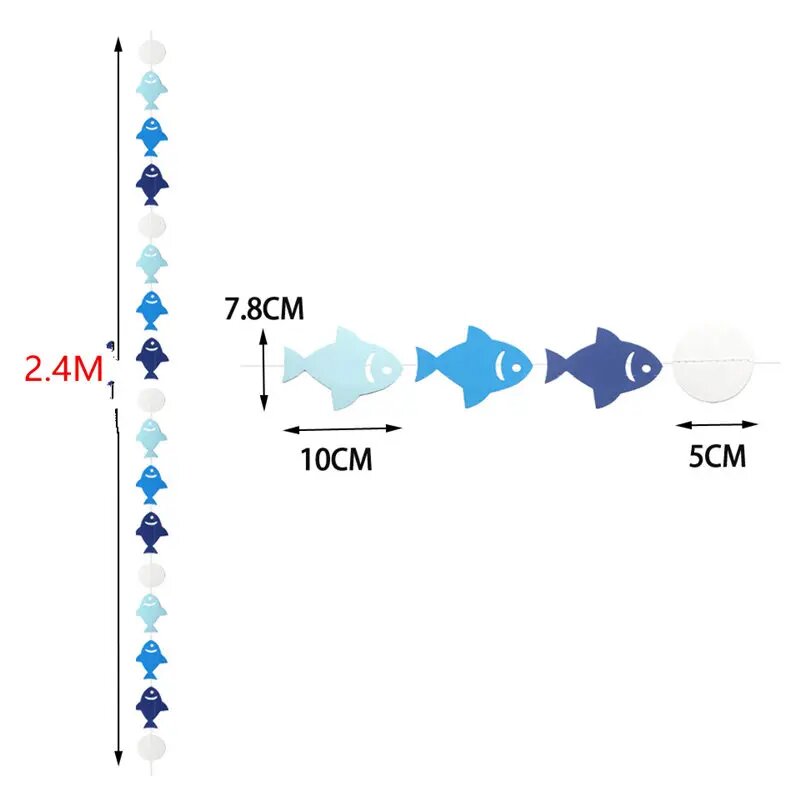 Морской тематикой вечерние Декор Бумага синий милый рыбы для вечерние «Подводное царство» для детей на день рождения висит круг чернила Бумага украшения из гирлянд Голубой, Blue Fish 1Pc