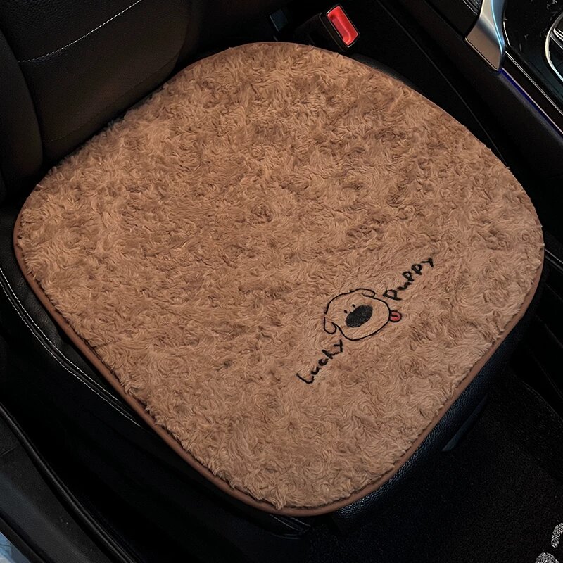 Зимняя плюшевая накидка на автомобильное сиденье, милый декор 2025 года, утолщенная теплая накидка-подушка на сиденье