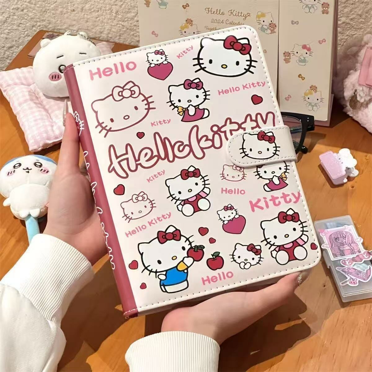 Альбом для карт Sanrio Mobilization из кожи A5, четырехсекционный, для хранения маленьких карт, высококачественный, милый, для студентов, с разделителями для фотографий