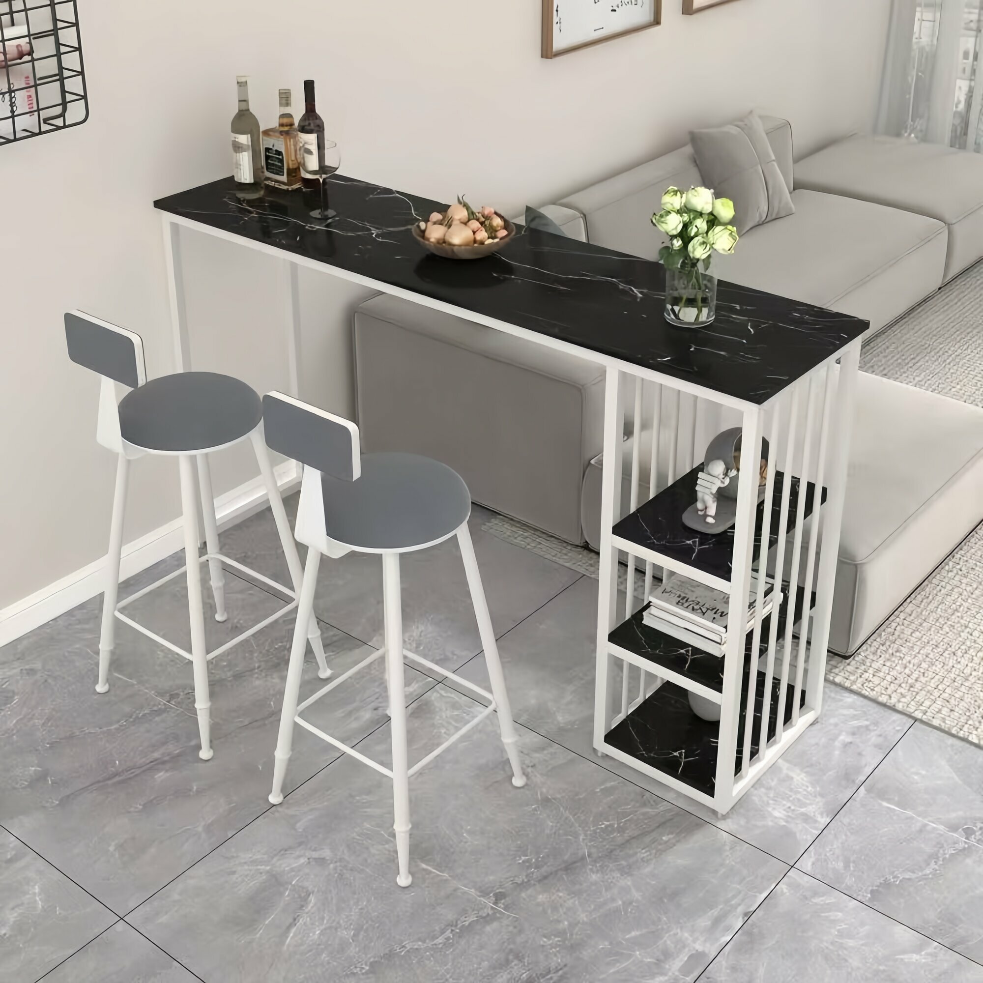 Барный стол Мебель СВК "Минимализм" 100x40x105см, МДФ, с полкой