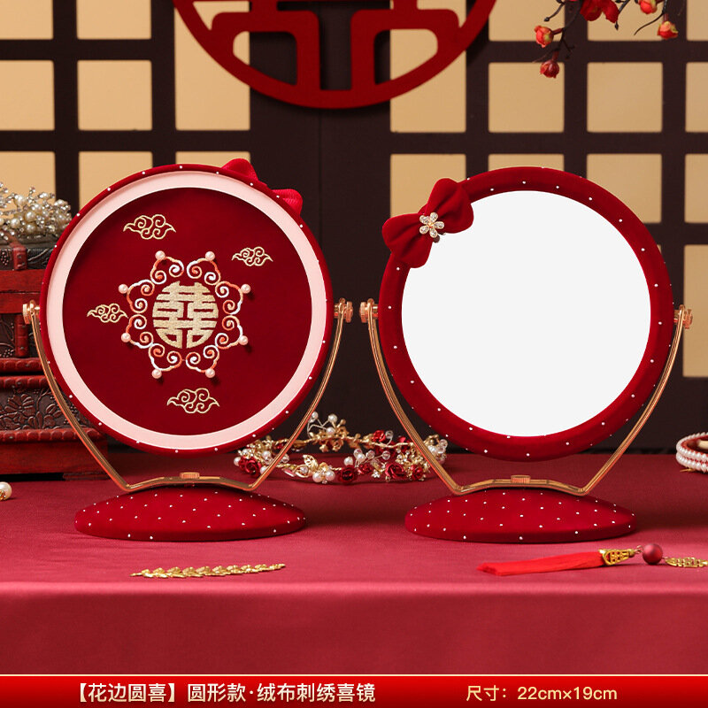 Зеркало для макияжа с кисточками, пара, красное, для невесты, свадебные принадлежности, коллекция для предсвадебного торжества