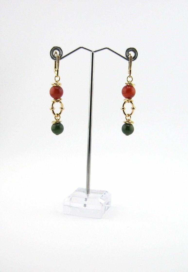 Серьги с подвесками, нефрит