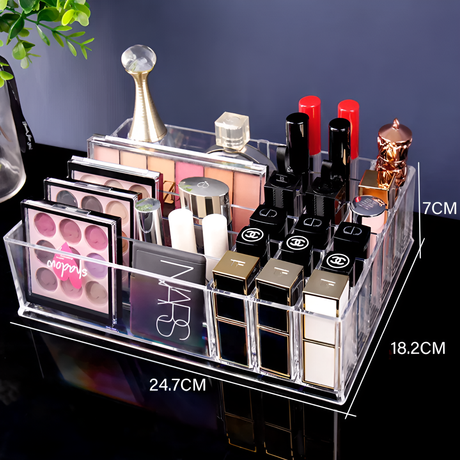 Органайзер для косметики, настольный вместительный, ящик для мелких аксессуаров, помад и палеток теней, стильный
