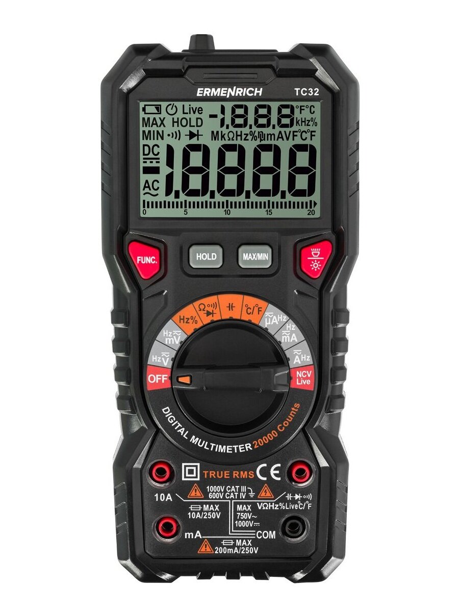Мультиметр цифровой Ermenrich 82989 Zing TC32, профессиональный