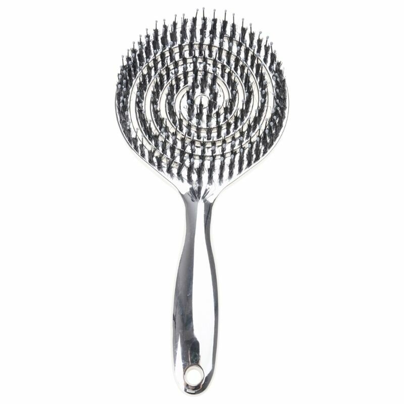 Щетка для волос с натуральной щетиной, Серебро
