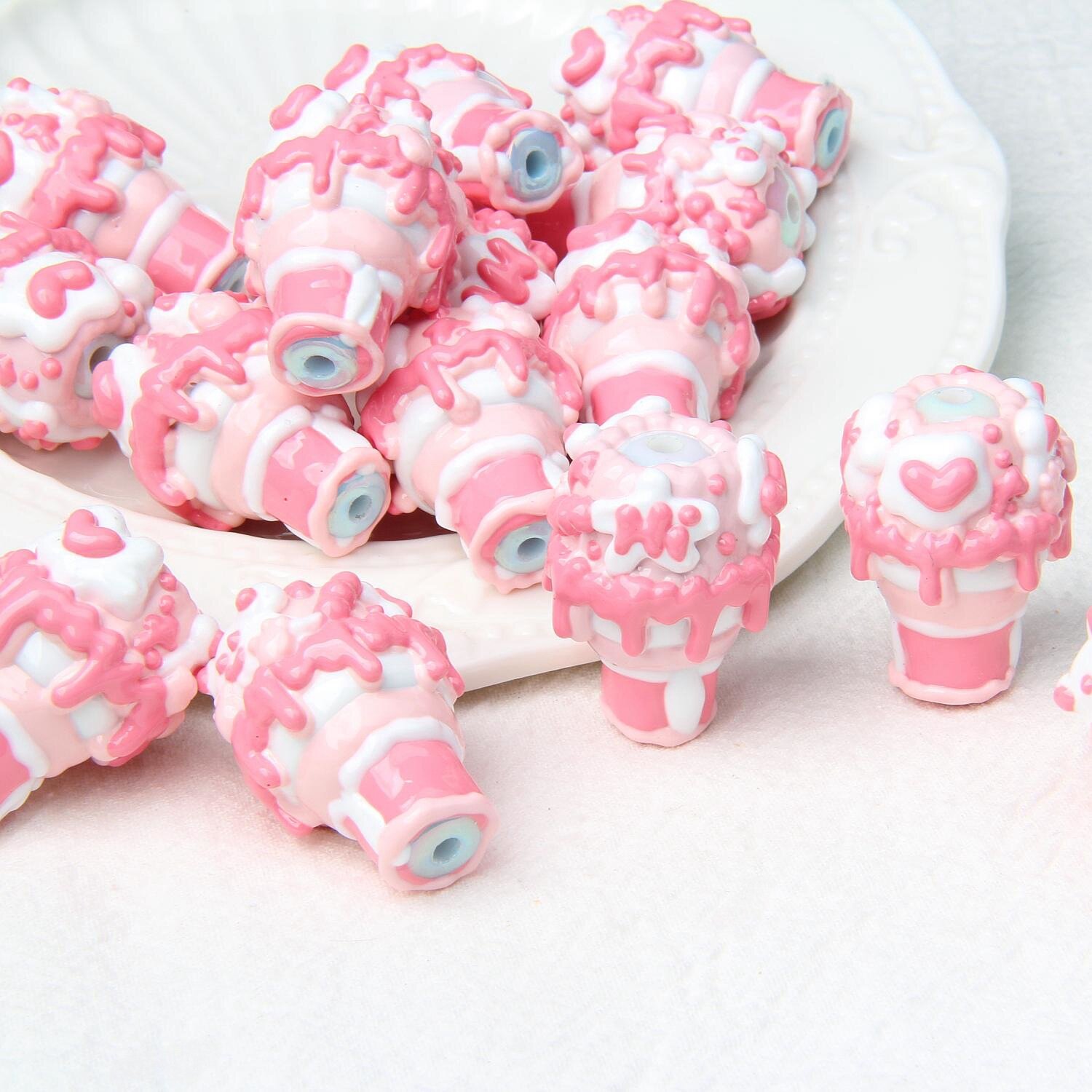 Тяжелые масляные ручной работы бусины для мороженого, акриловые ручной работы бусины, DIY свободные бусины, цепочка для телефона, подвеска для автомобиля, DIY бисерные аксессуары