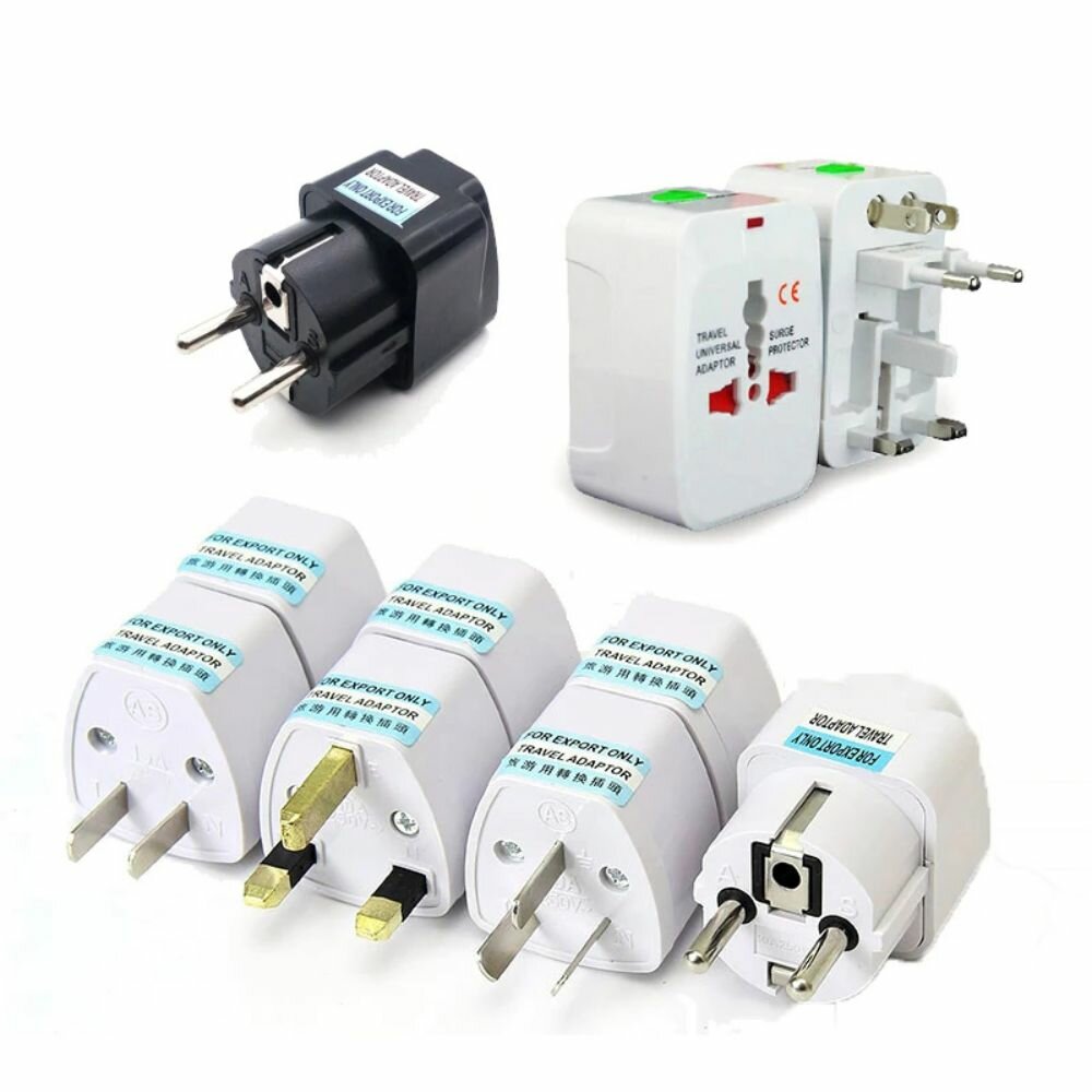 Адаптер для электрической розетки, международный дорожный адаптер, универсальный дорожный адаптер питания, зарядное устройство, преобразователь (ЕС, Великобритания, США, Австралия).