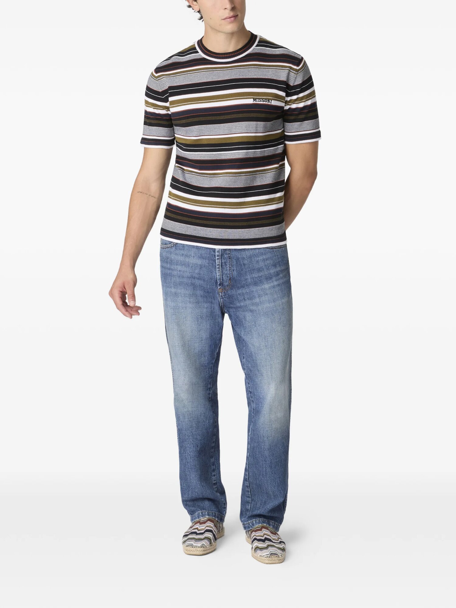 Футболка Missoni Striped-pattern T-shirt, размер 50, серый — фото 1