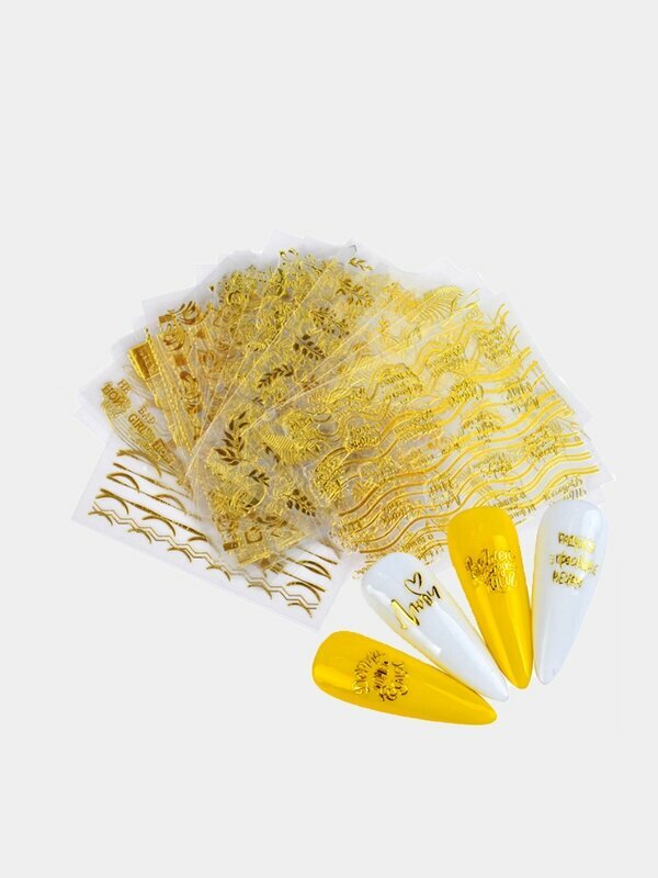 Наклейки-слайдеры для дизайна ногтей и маникюра, трёхмерные 3D