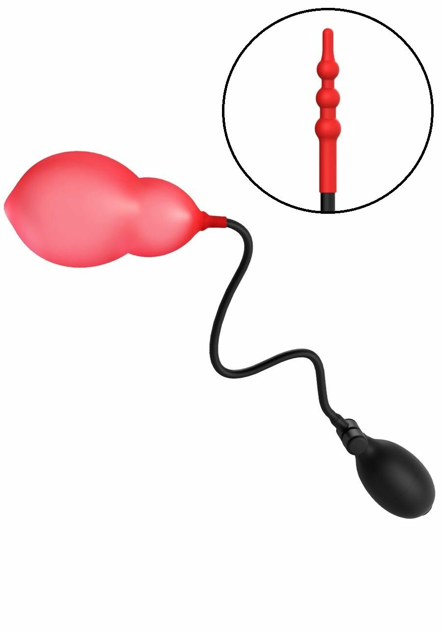 Надувной красный анальный расширитель с грушей, 6см