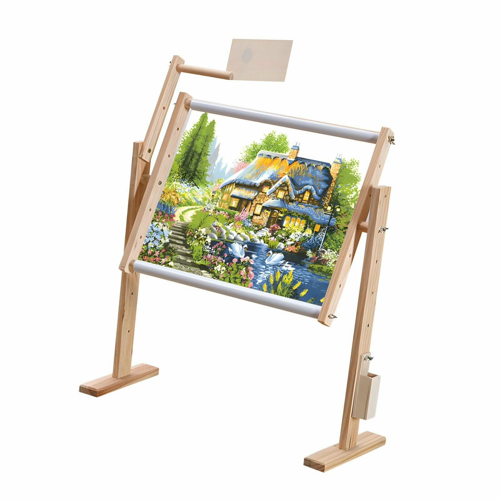 Регулируемая деревянная подставка с вращающейся рамкой для вышивания
