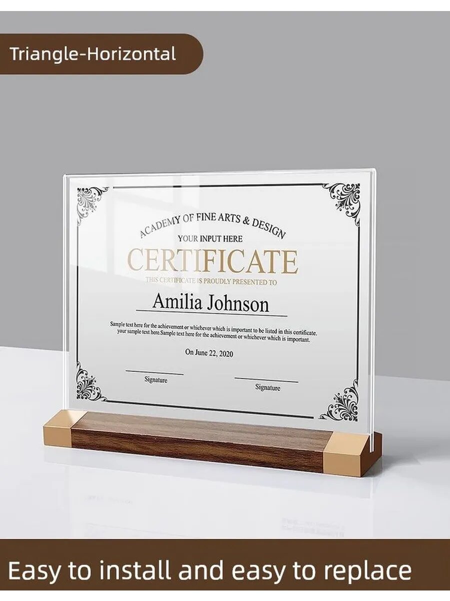 Акриловая рамка для документов А3 горизонтальная T-образная