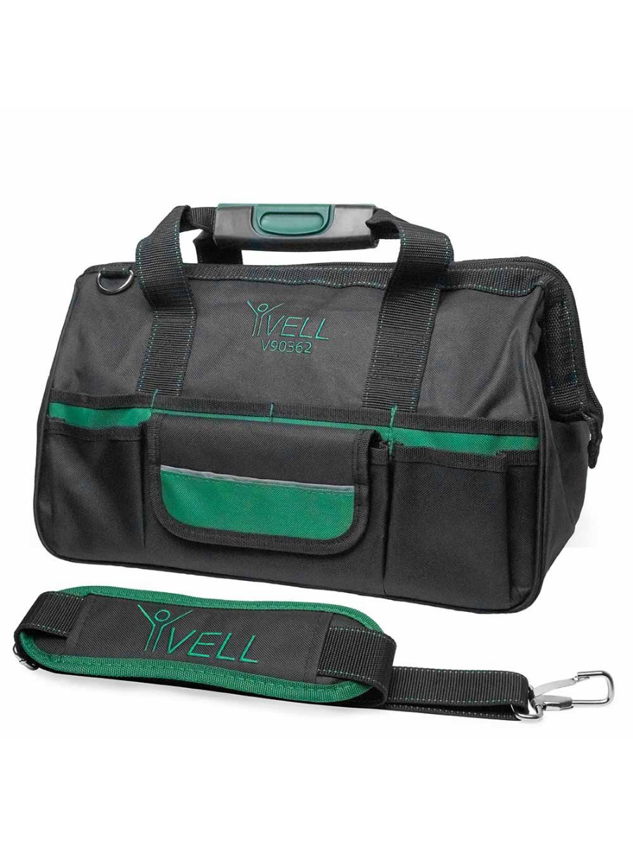 Сумка монтажника Vell 21 л сумка для инструмента с ремнем, усиленное дно, 8 отделений, 43×27×22 см {V90362}