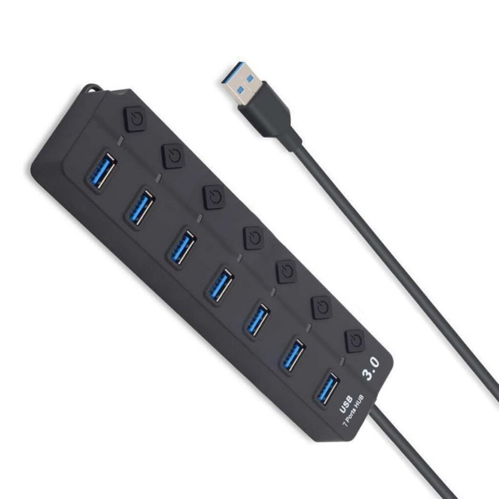 7-Портовый Адаптер USB3.0 С Индивидуальными Переключателями Питания, Светодиодный Индикатор Расширения