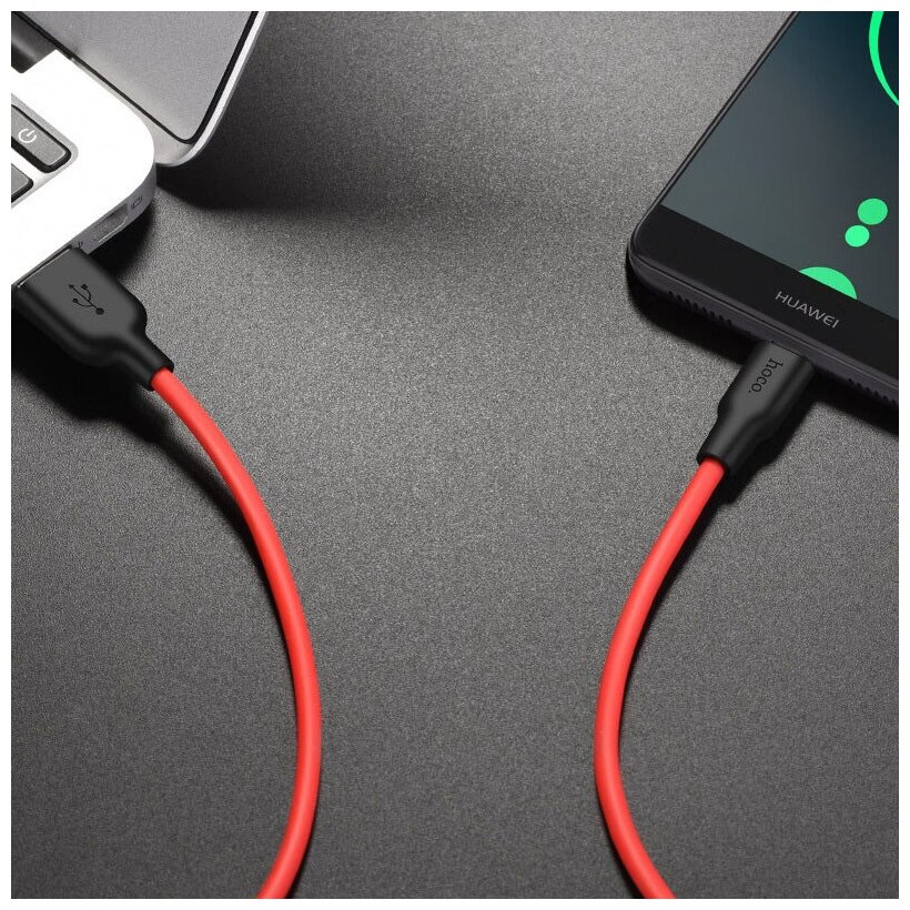 USB кабель Hoco X21 Plus Silicon Type-C (L=2м) черный с красным