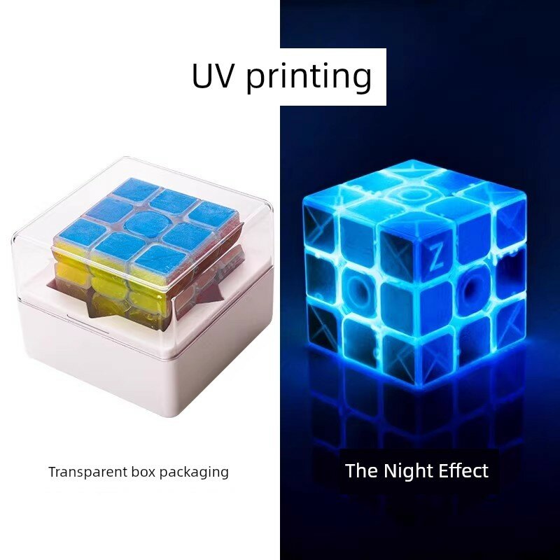 UV-печать Ночное Сияние 3x3x3 Магический Куб в Синем Цвете, Премиум Подарочная Упаковка, Образовательная Игрушка для