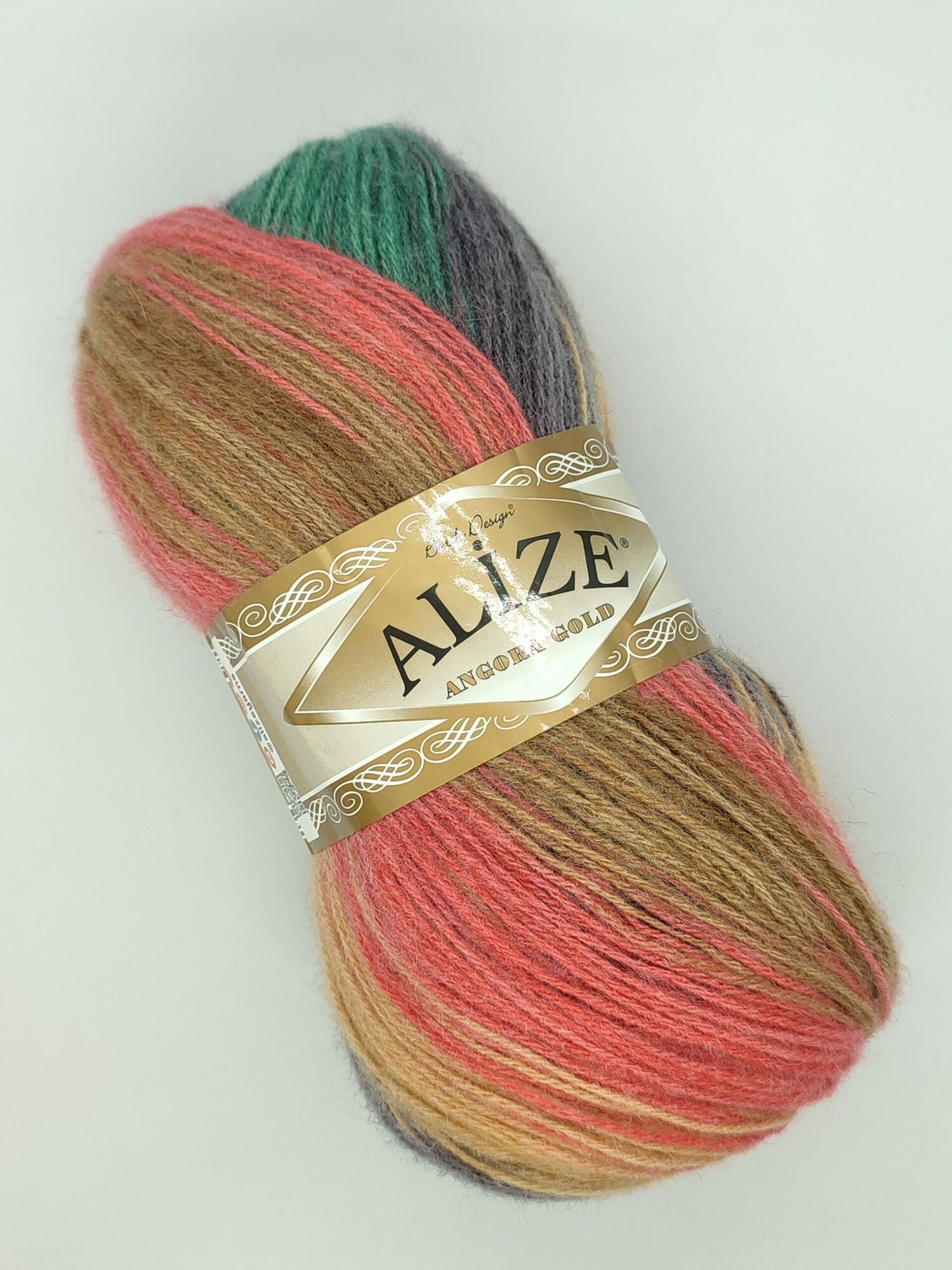Пряжа Alize Angora Gold Batik (Цвет: 7399 бежевый/коралловый/синий/зеленый) 3шт