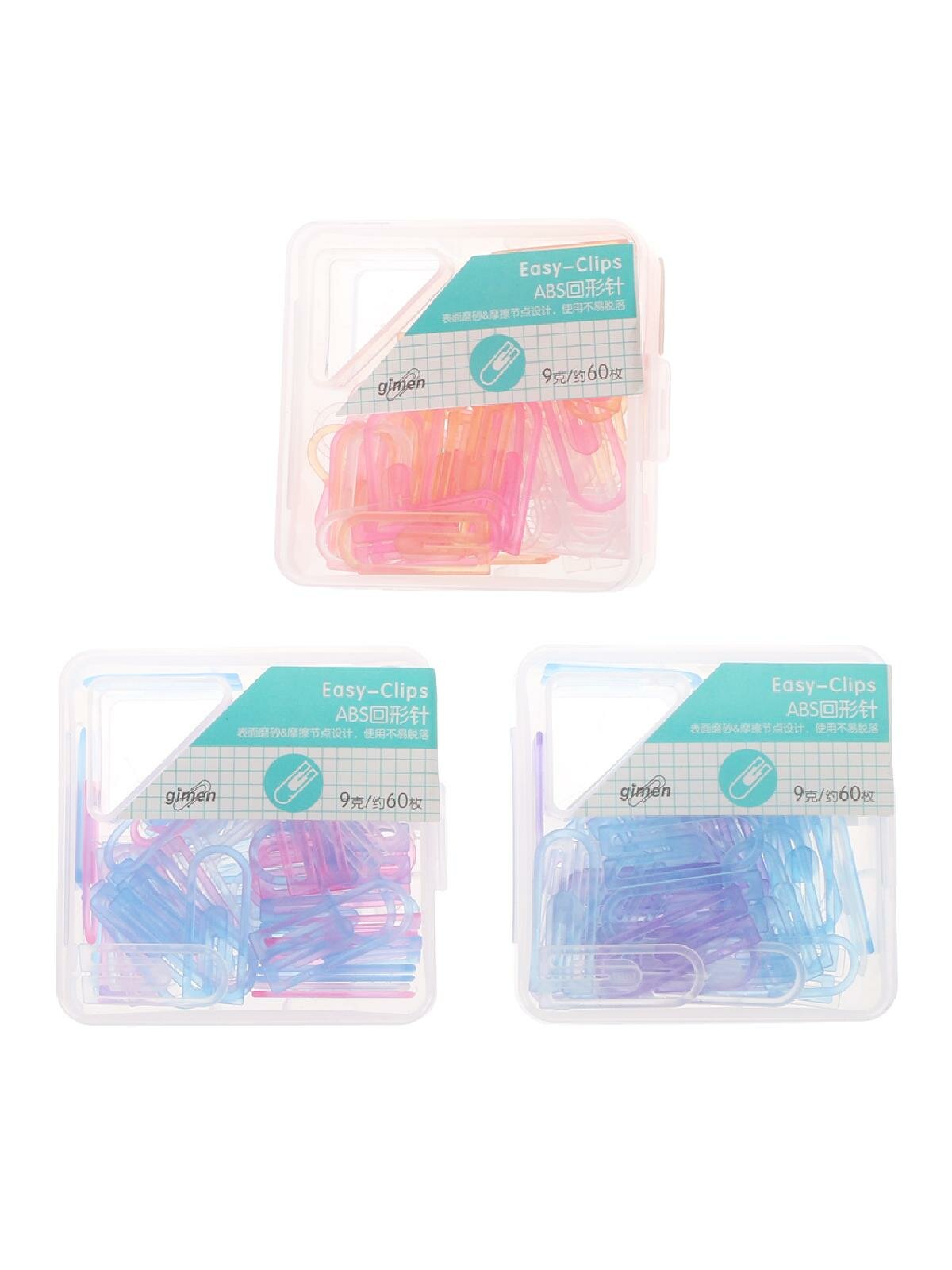 1 коробка из 60 штук пластиковых скрепок для бумаг-случайный цвет