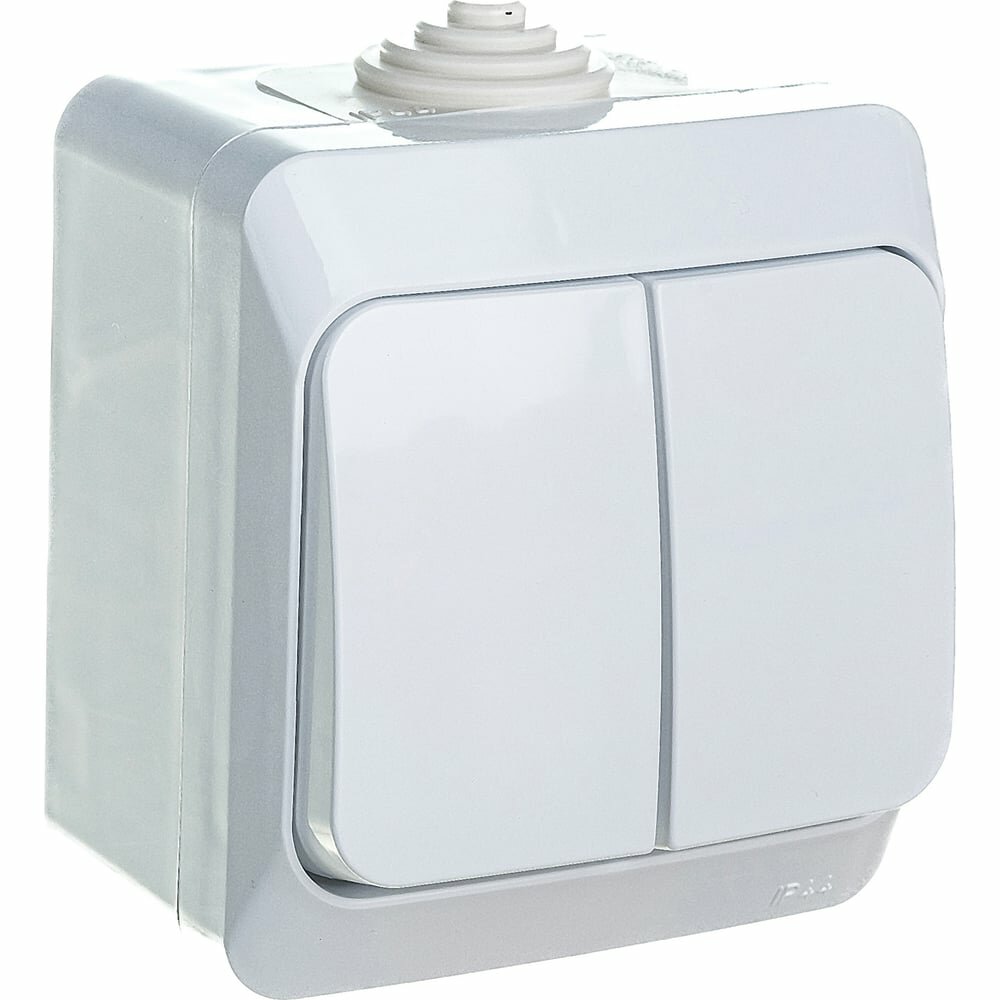 Выключатель Systeme Electric 2-клавишный, ОП Этюд 10А IP44 белый SchE BA10-042B