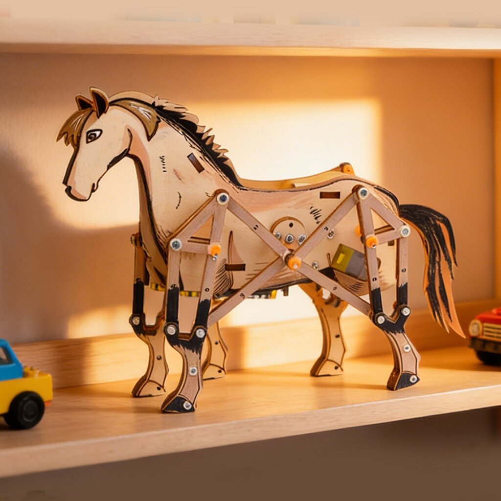 Деревянная Механическая Лошадиная Научная Игрушка STEM Learning Tool для Детского Любопытства