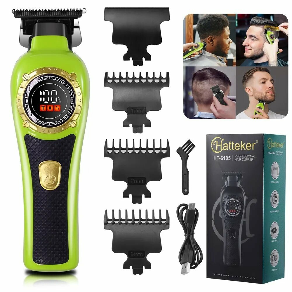 HATTEKER Машинка для стрижки ht-6101, зеленый
