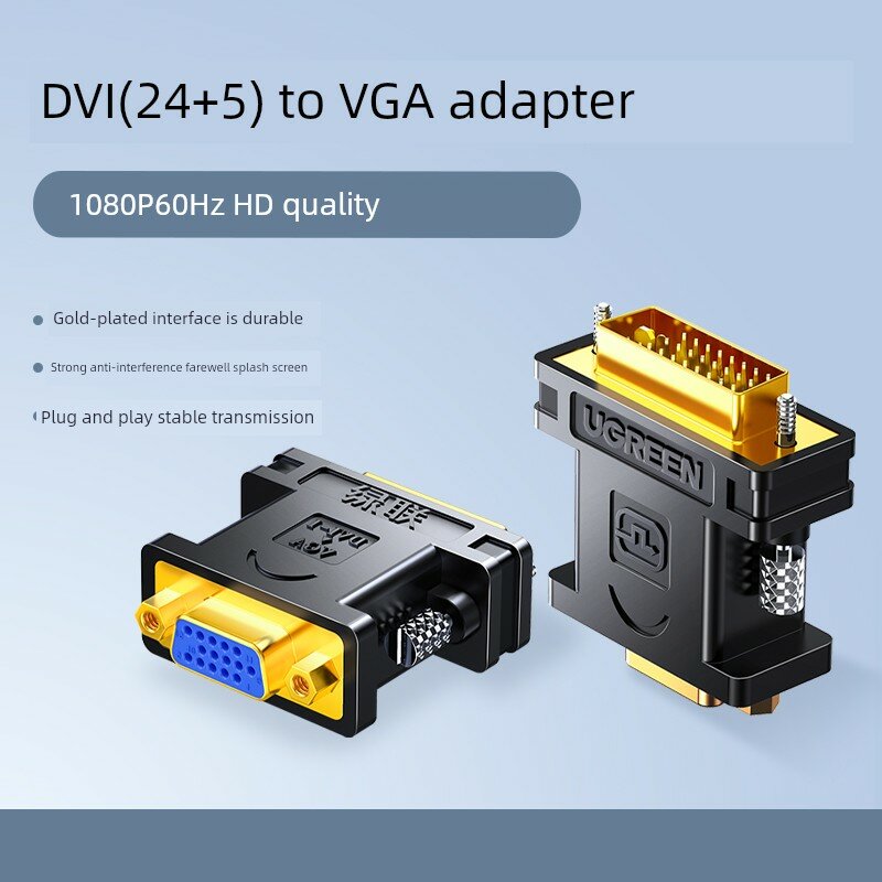 Адаптер Greenlink DVI-VGA для настольного компьютера, кабель для монитора, конвертер интерфейса 24+5 для видеокарты
