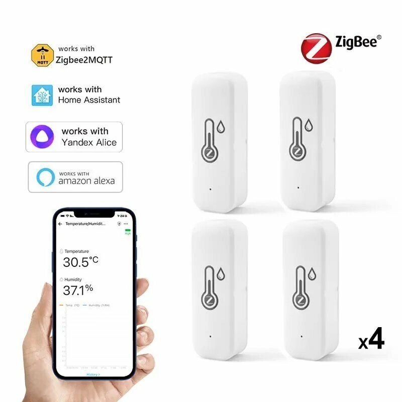 Умный Zigbee 3.0 датчик температуры и влажности с Алисой и Google Assistant, ewelink