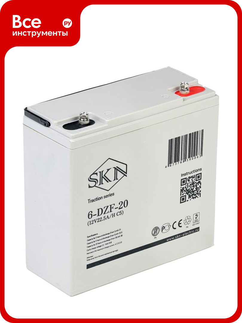 Тяговый аккумулятор SKN 6-DZF-20 (12V22.5A/H C5) 025384 AGM тип, 12‑вольтный, обратная полярность