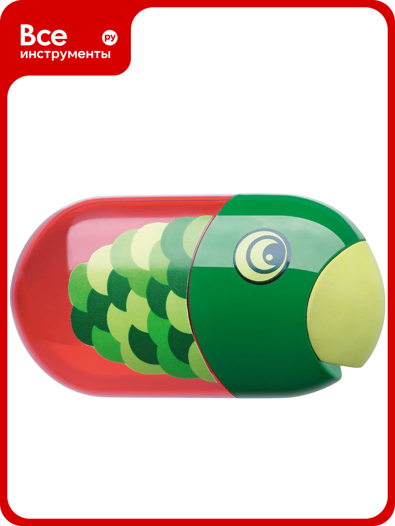 Пластиковая точилка Faber-Castell с ластиком animals 2 отверстия, контейнер, ассорти