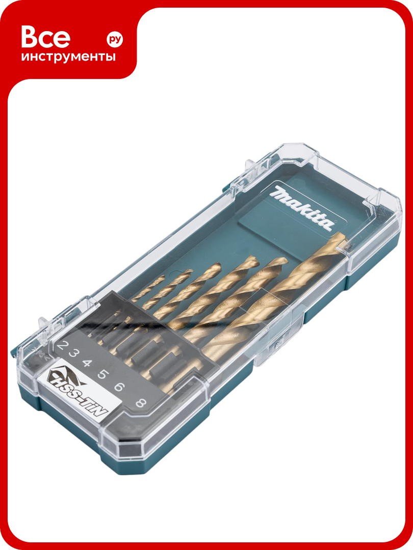 Набор сверл по металлу HSS-TiN Economy 6 шт, 2-8 мм Makita D-72833