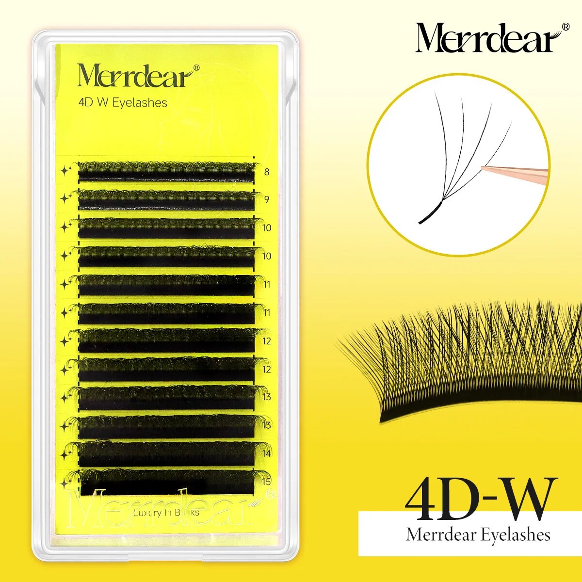 Мerrdear 3D/4D/5D W-образные накладные ресницы D, 14 мм, 4D W LASH EXTENSION