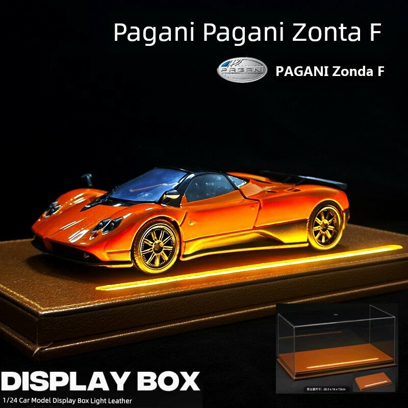Motormax 1:24 Pagani Zonda F Аллюминиевая модель автомобиля с подсветкой в подставке, оранжевая, коллекционная