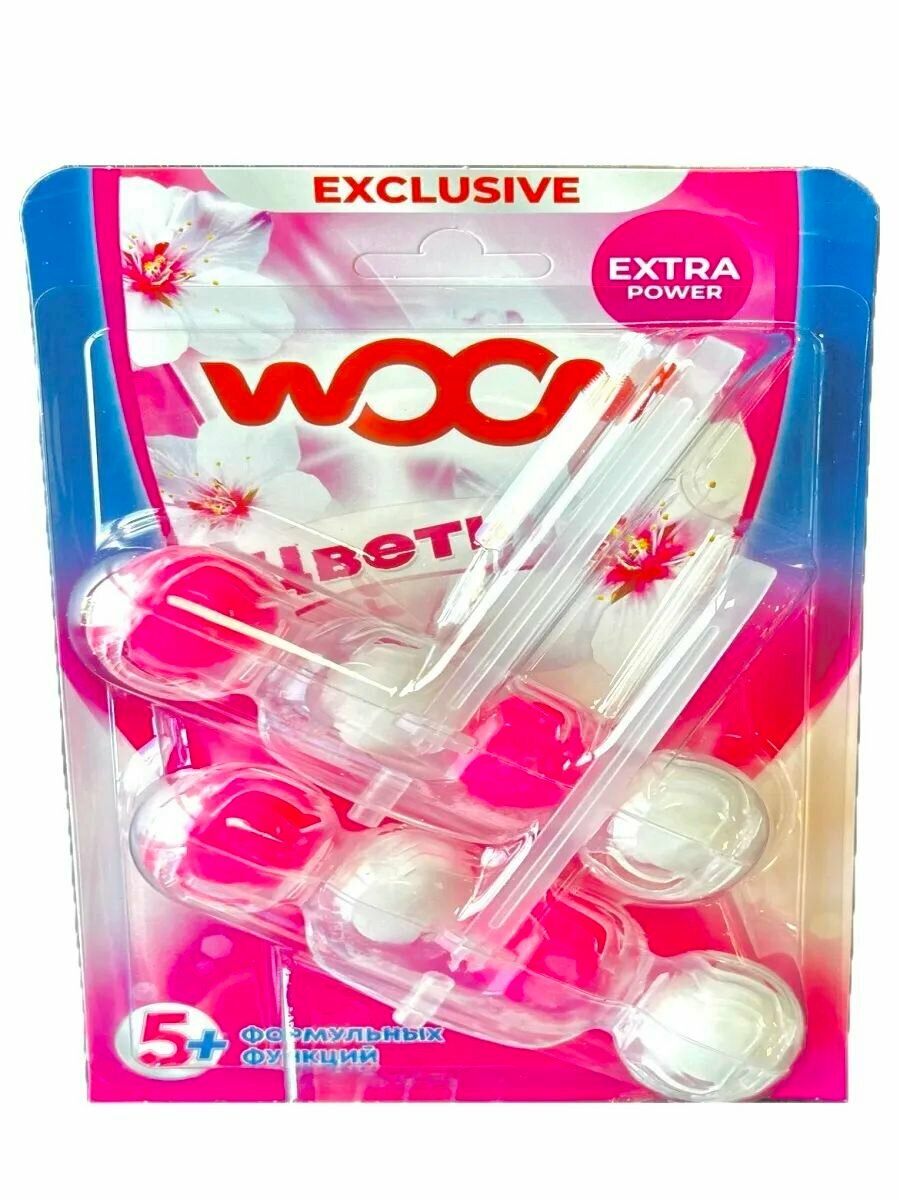 Туалетные блоки для очищения унитаза WOOM "5 в 1" Цветы, 2 блока