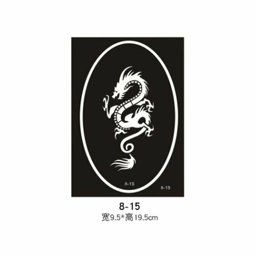 Шаблон татуировки, дизайн китайского дракона, крупное изображение, нанесено с помощью распылителя, наклейка с вырезами, полуперманентная хна, водостойкая, для мужчин.