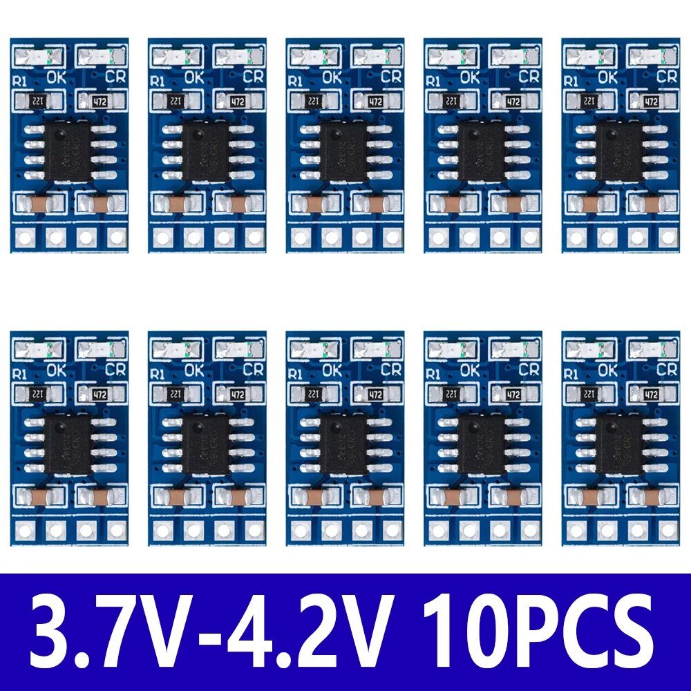 10шт. Зарядное устройство для аккумулятора 3.7V-4.2V, синий
